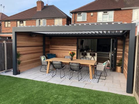 Bespoke Pergola with Cedar Cladding in Derbyshire